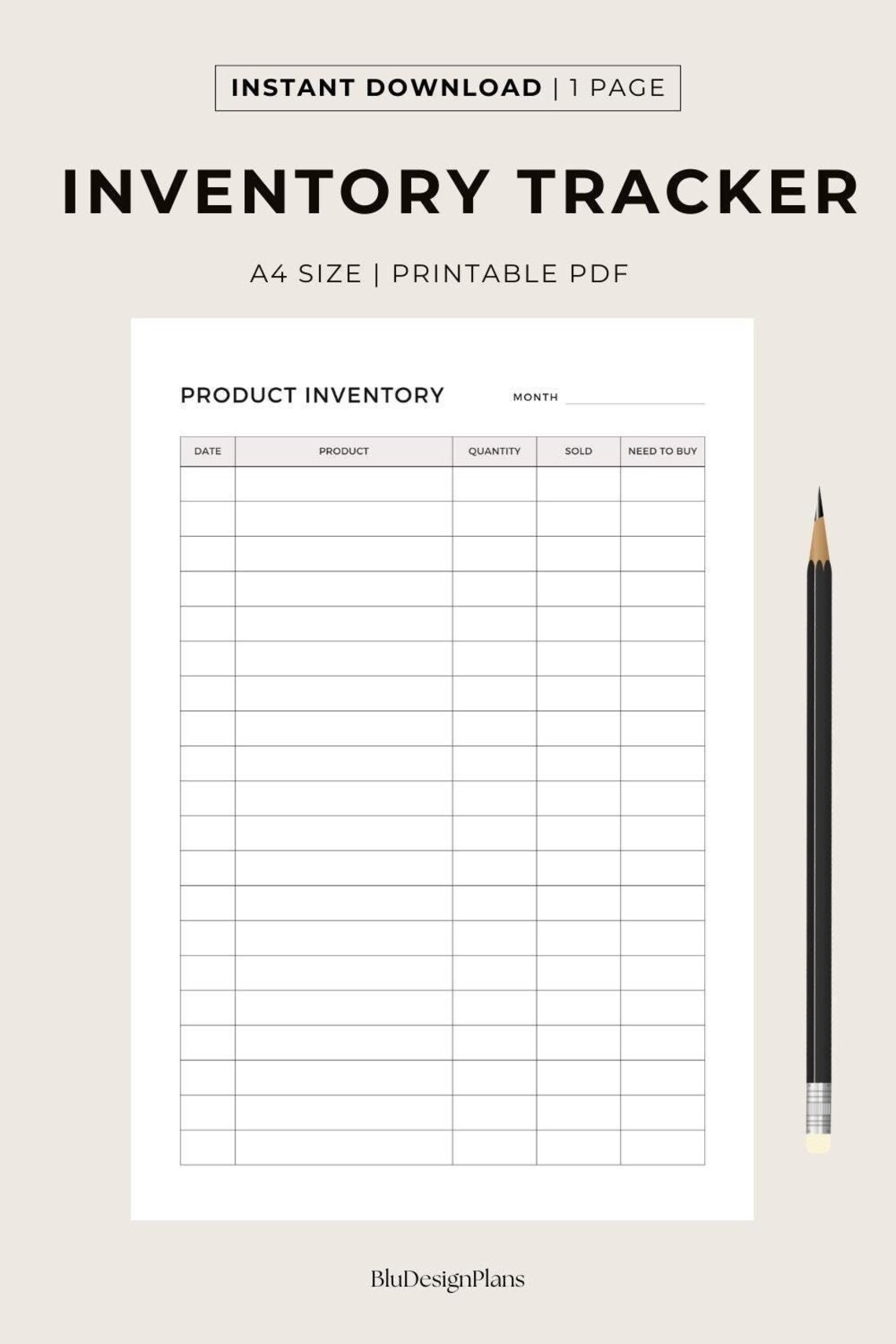 Inventory Tracker Printable, Inventory Management, Editable PDF ...