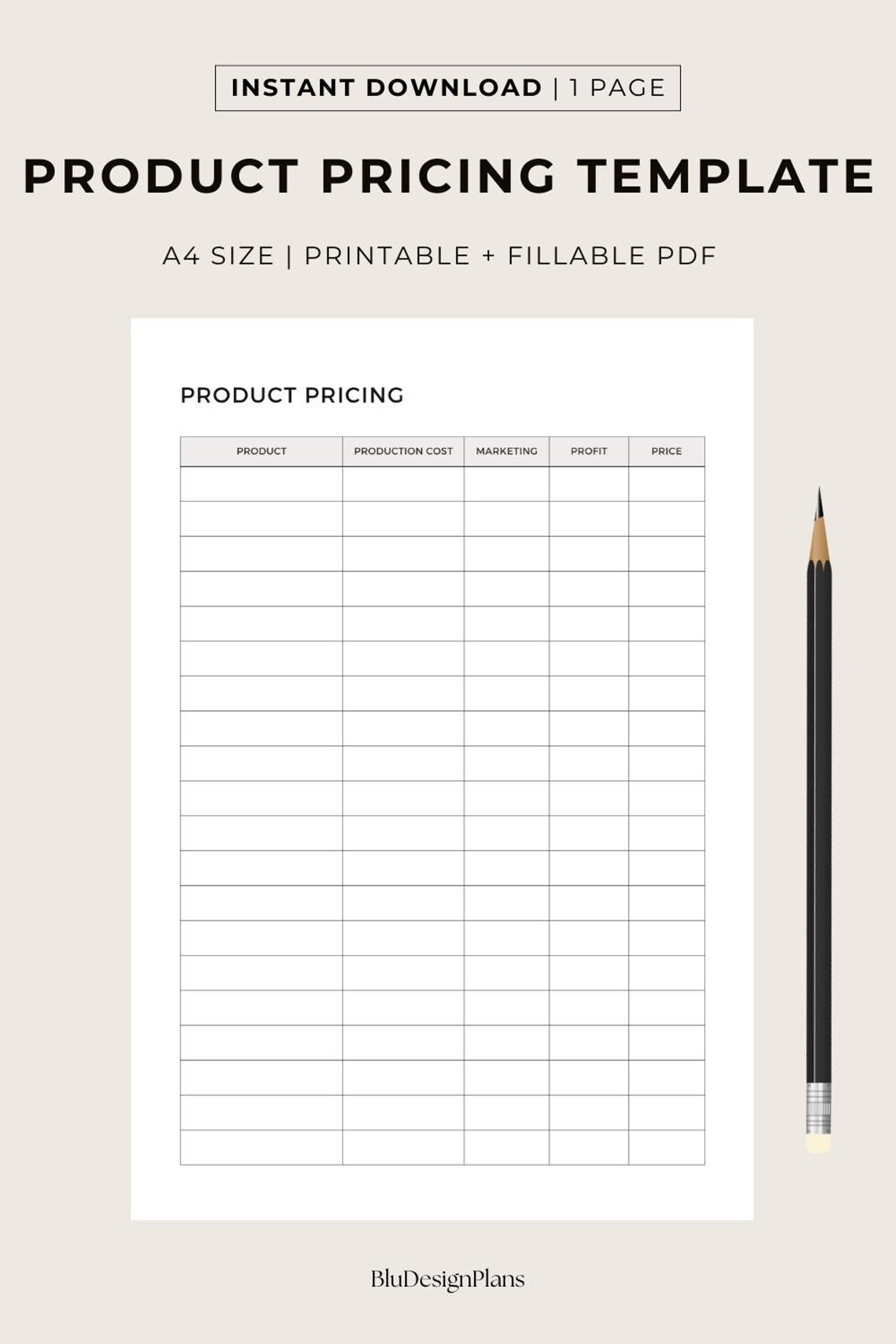 Product Pricing Worksheet, Business Costs, Production Pricing Sheet ...