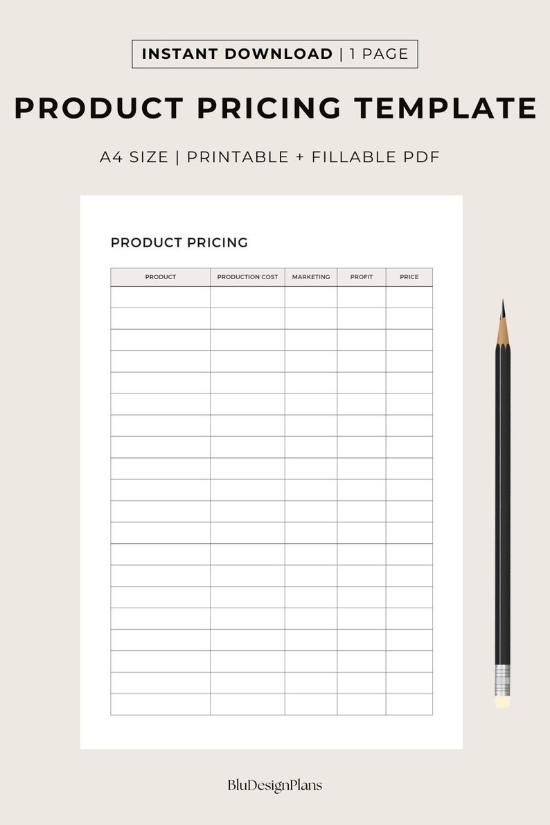 Product Pricing Worksheet, Business Costs, Production Pricing Sheet ...