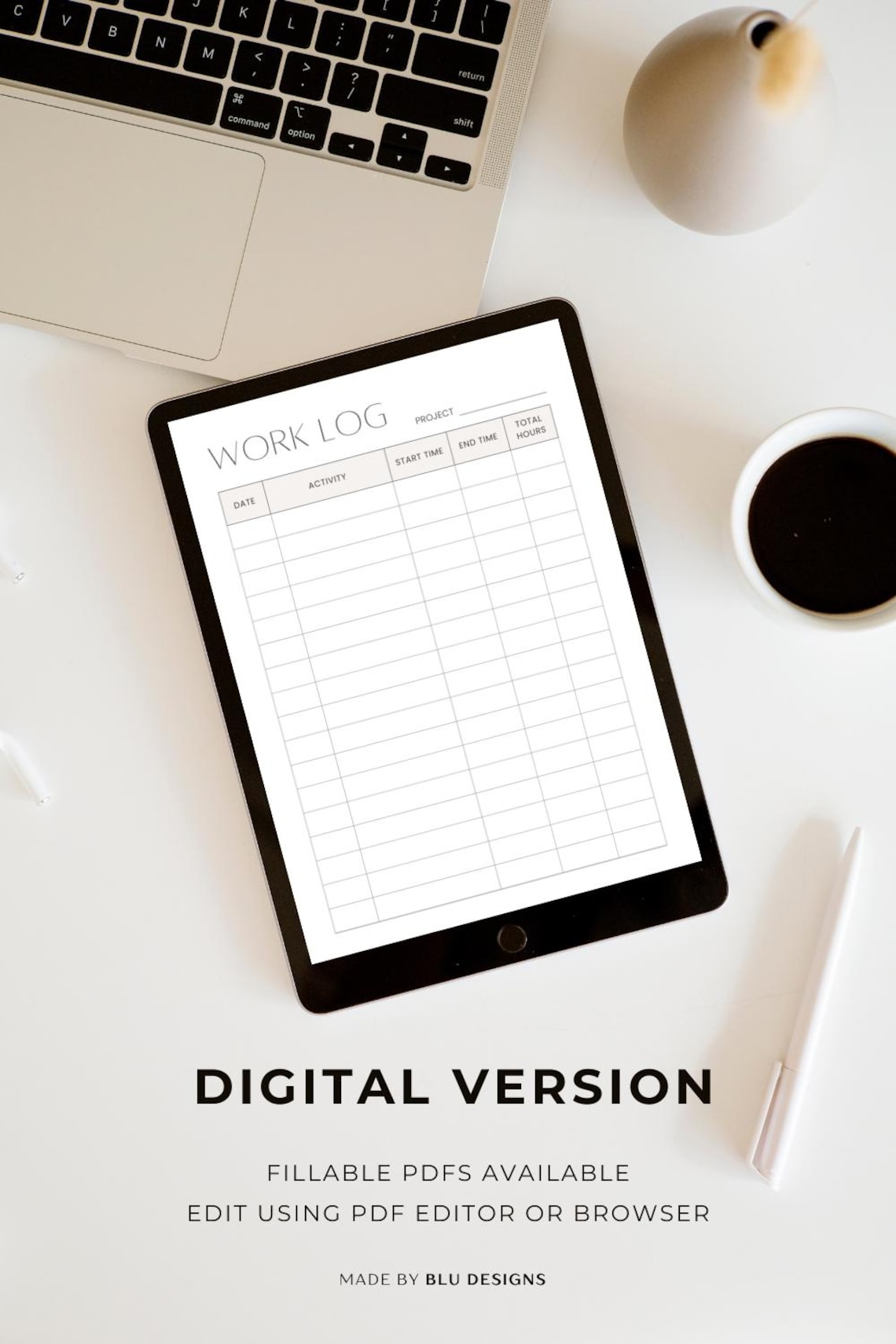 Printable Work Log Template Time Tracker PDF, Work Time Tracker ...