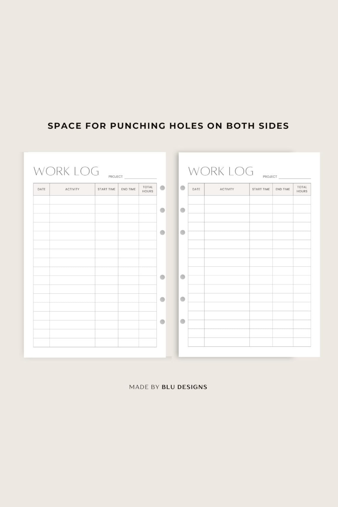 Printable Work Log Template - Time Tracker PDF, Work Time Tracker ...
