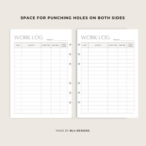 Printable Work Log Template - Time Tracker PDF, Work Time Tracker ...