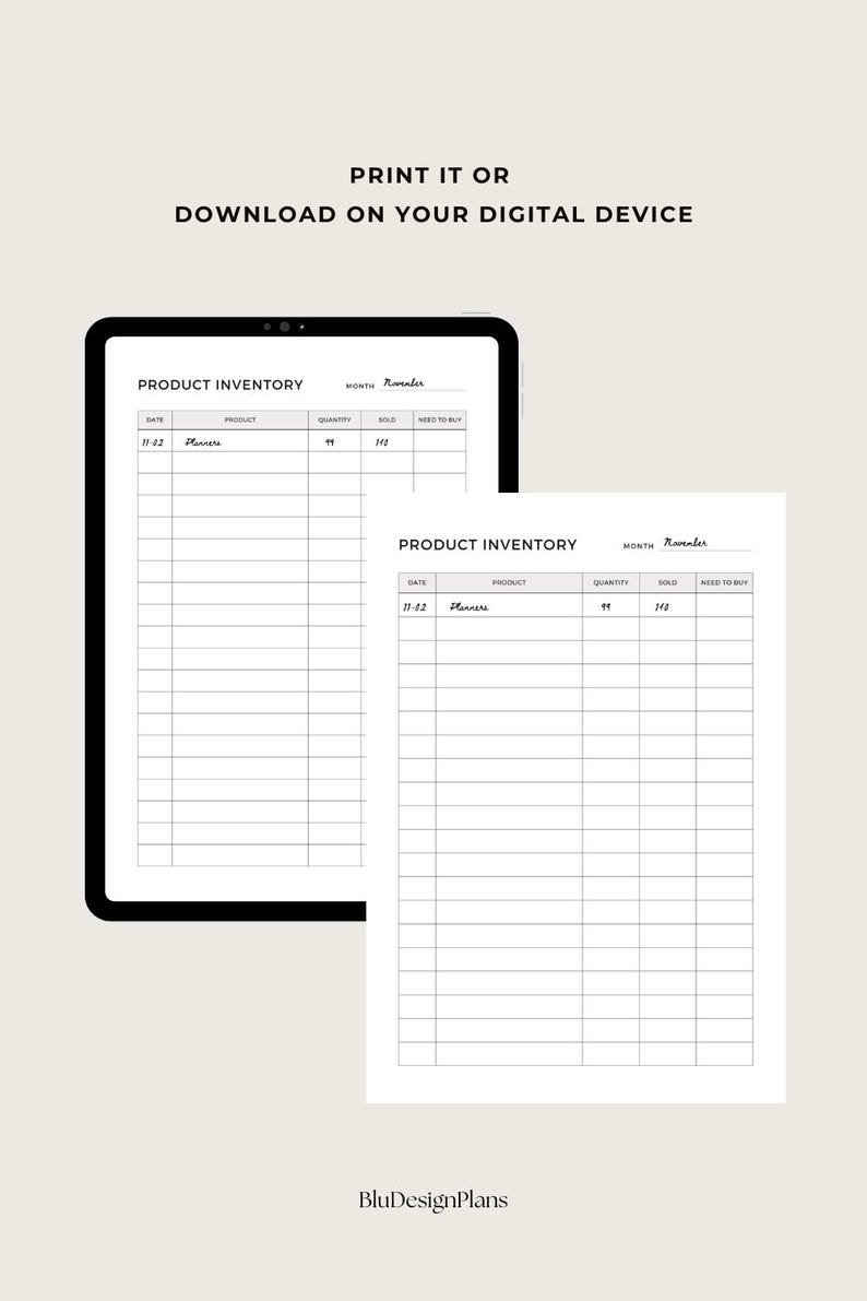 Inventory Tracker Printable, Inventory Management, Editable PDF ...