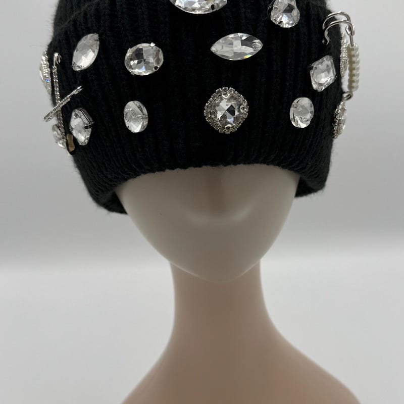 Rhinestone Beanie - Etsy