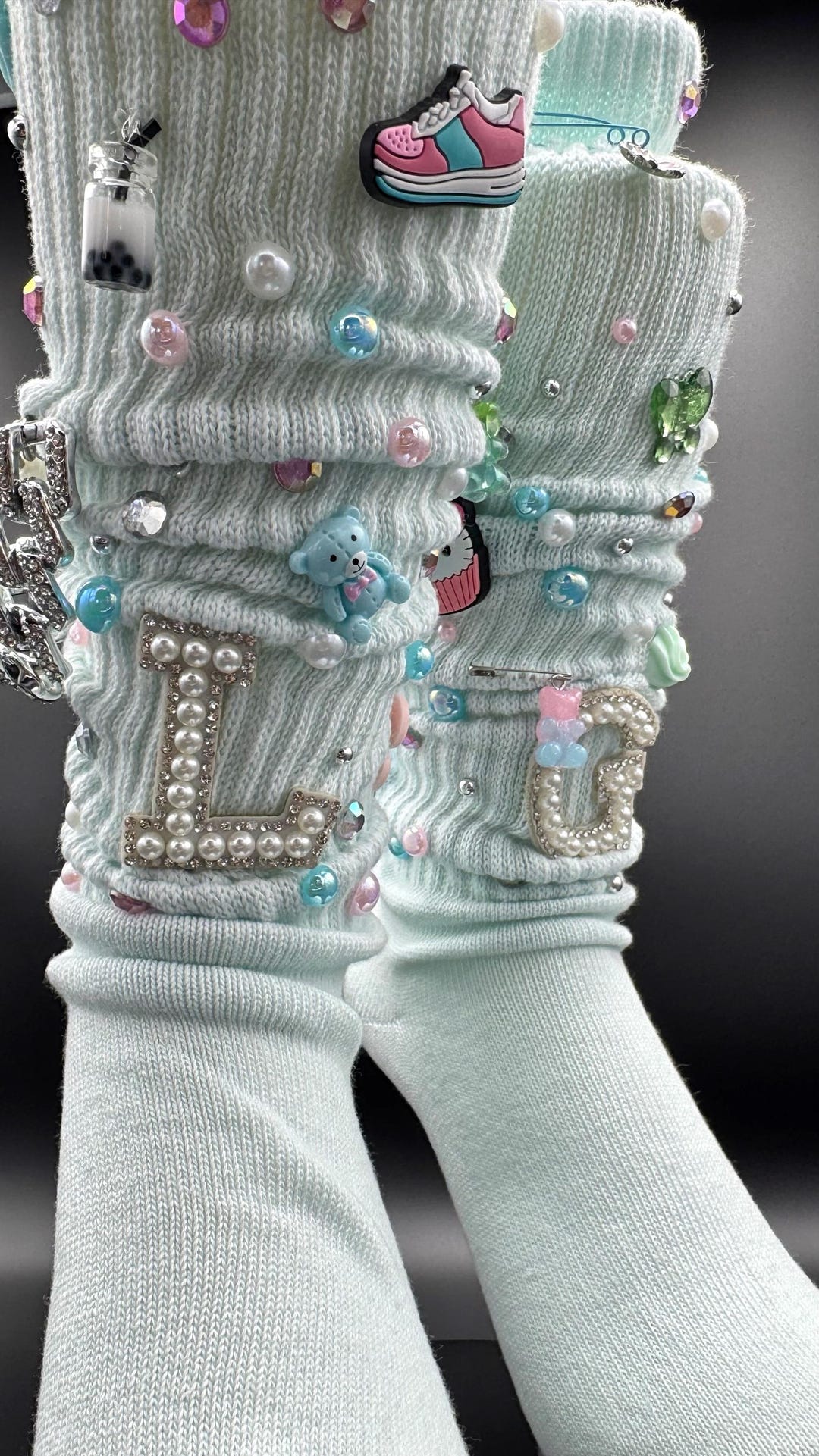 Customized Themed Junk Socks 2 Initals With Charms - Etsy