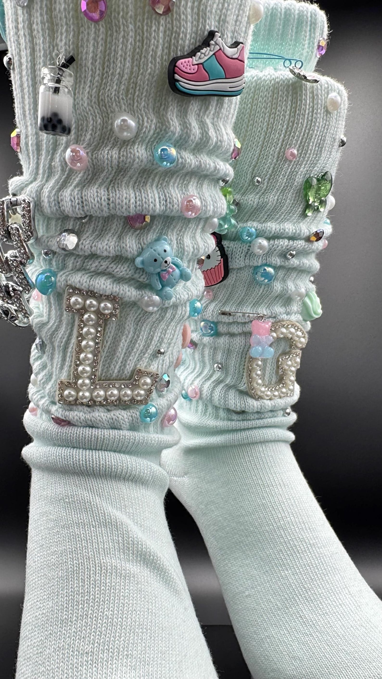 Customized Themed Junk Socks 2 Initals With Charms - Etsy