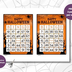 Halloween Bingo Cards With Numbers 50 Unique Cards Perfect for Kids ...