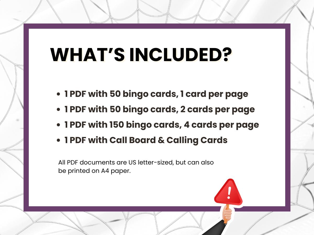 Halloween Bingo Cards With Numbers 50 Unique Cards Perfect for Kids ...