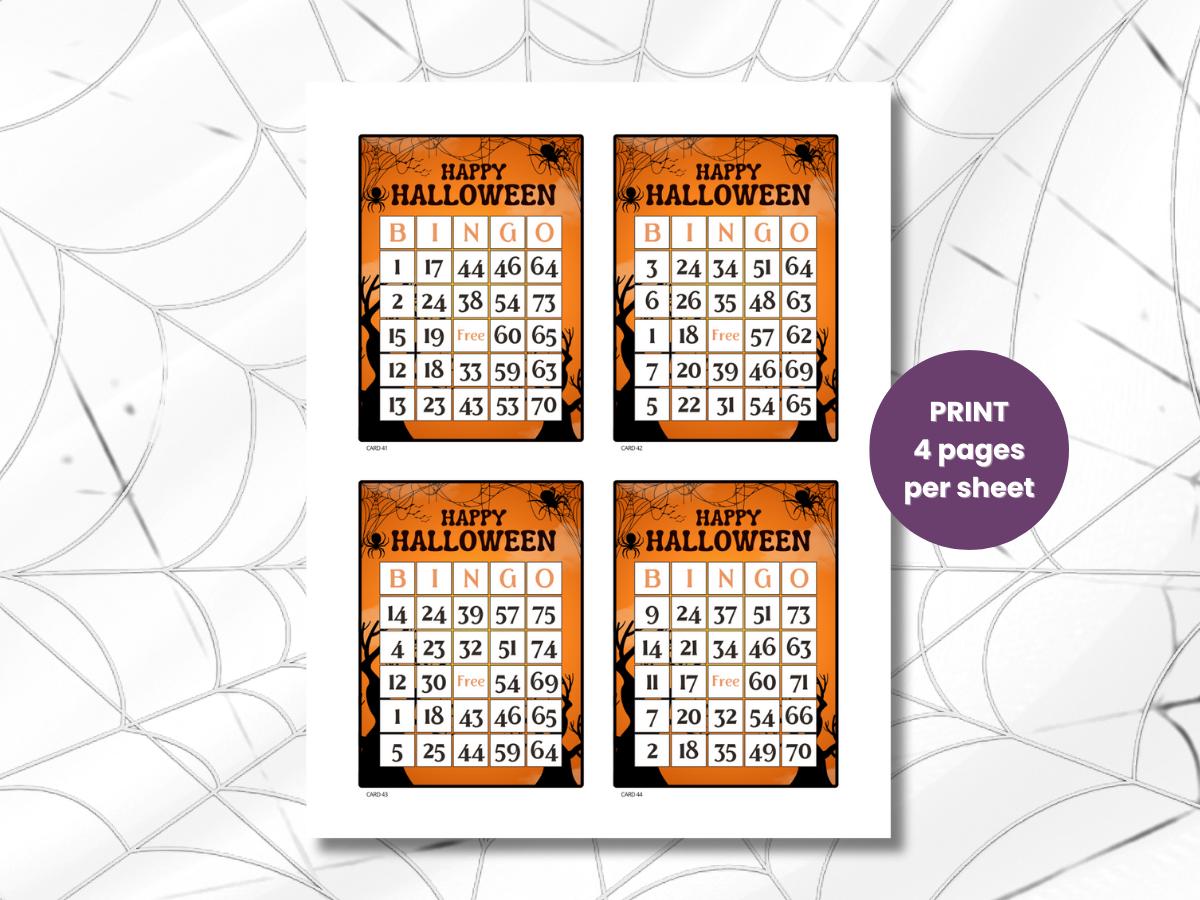 Halloween Bingo Cards With Numbers 50 Unique Cards Perfect for Kids ...