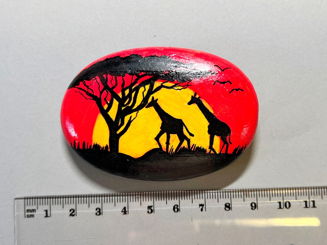 Rock Art Giraffes in Sunset Landscape - Etsy