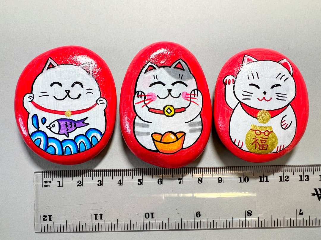 Good Luck Cat Pebble Art - Etsy