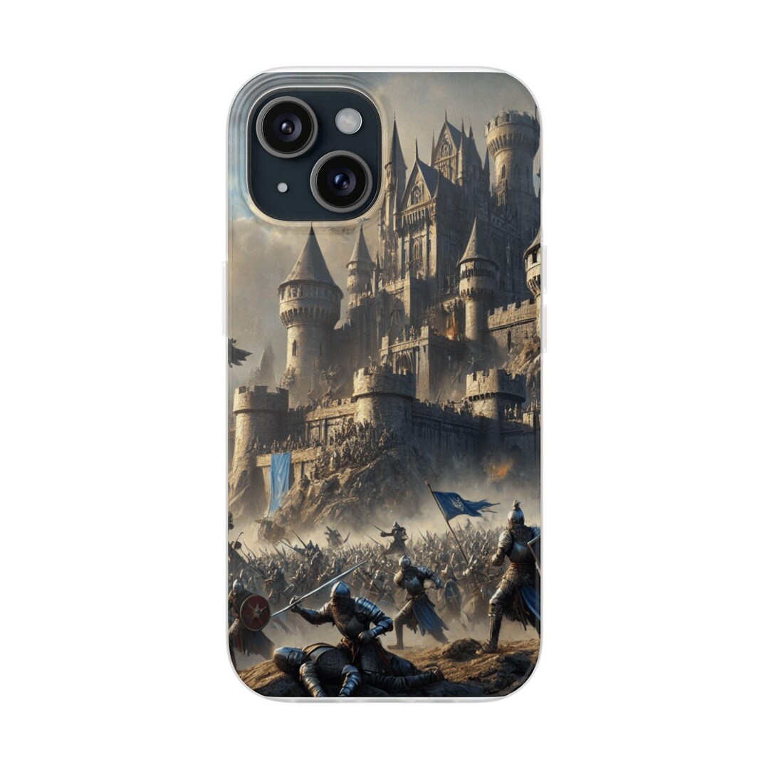Iphone15 Castle Battle Flexi Case, Medieval Castle Phone Cover, Knight ...