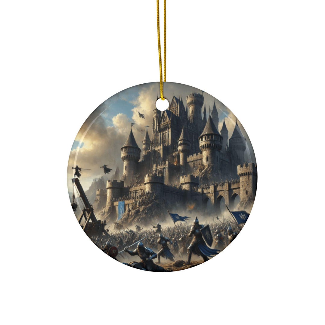 Castle Battle Ceramic Ornaments, Medieval Knight Decor, Double-sided ...