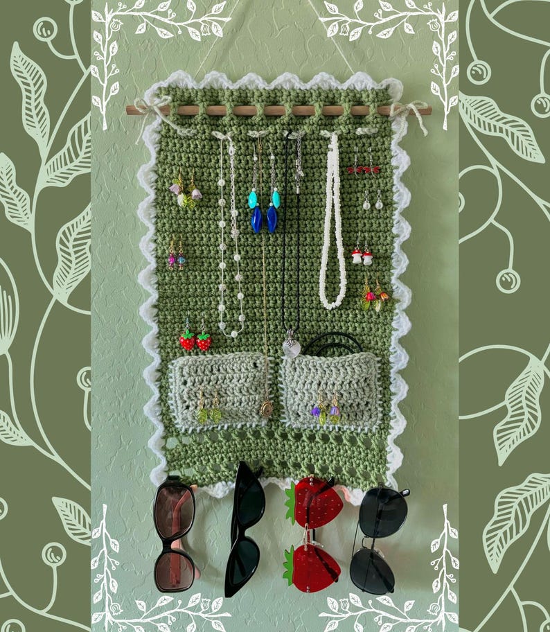 Crochet PATTERN for Hanging Jewelry Holder/organizer, Whimsical Crochet ...
