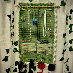 Crochet PATTERN for Hanging Jewelry Holder/organizer, Whimsical Crochet ...