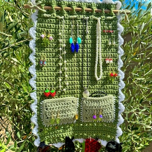 Crochet PATTERN: Hanging Jewelry Holder/organizer - Whimsical Room ...
