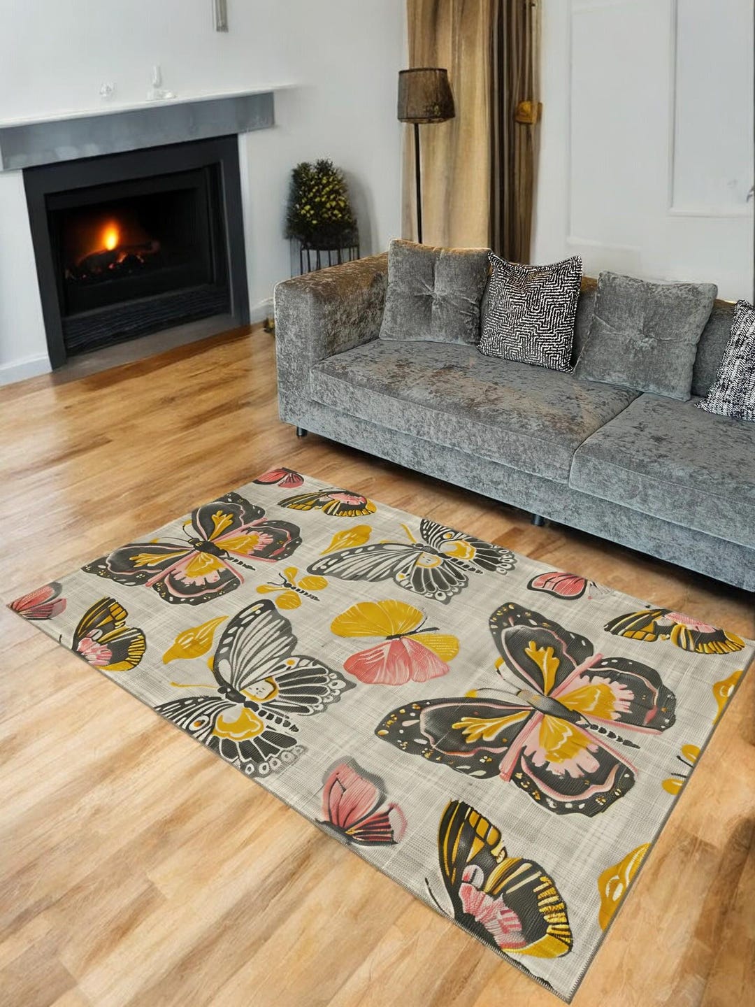 Butterfly Area Rug | Animal Design Rug | Butterfly Pattern | Modern Rug ...