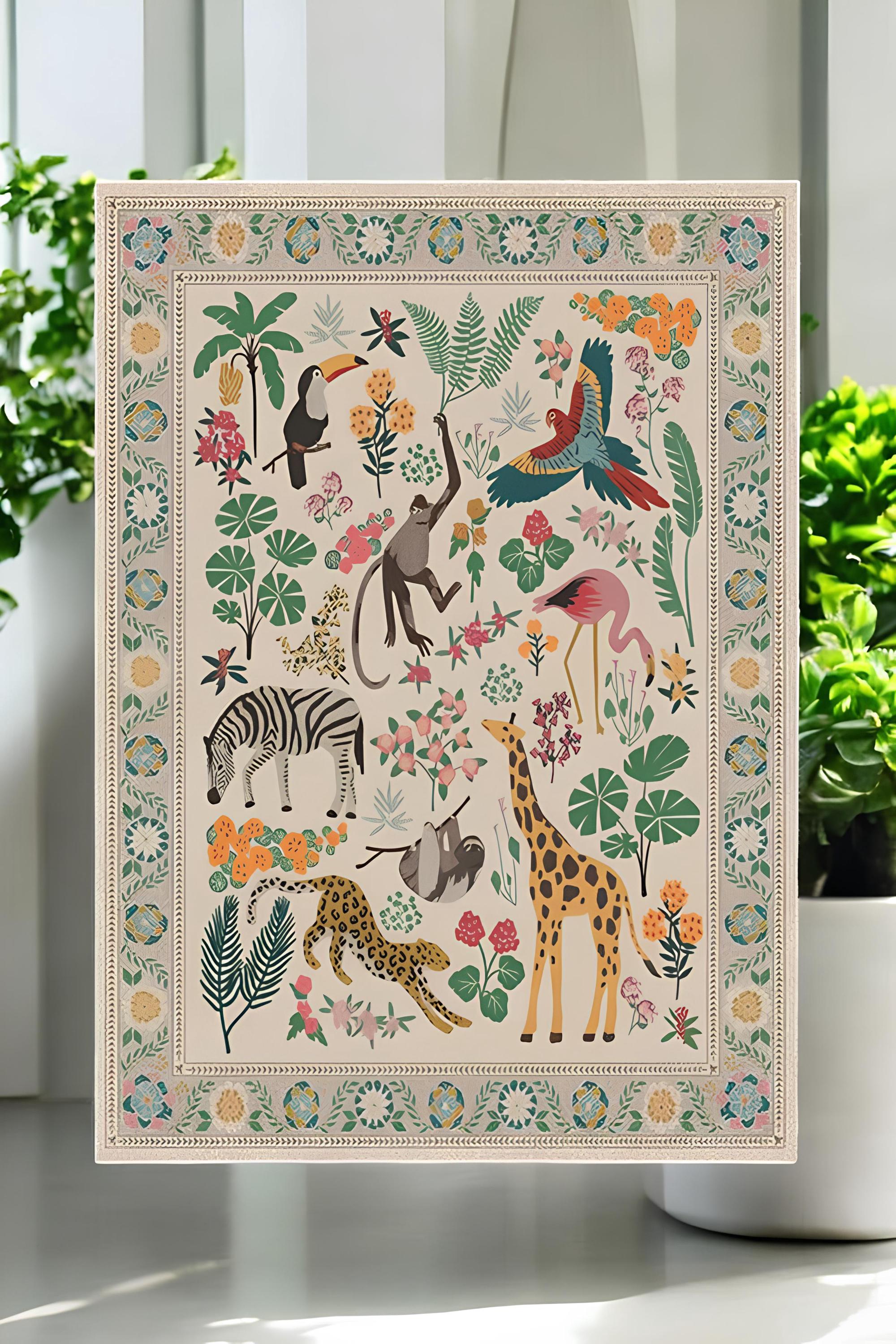 Jungle Animals Kids Room Rug Tropical Jungle Rug Kids Rugs Rug for Kids ...
