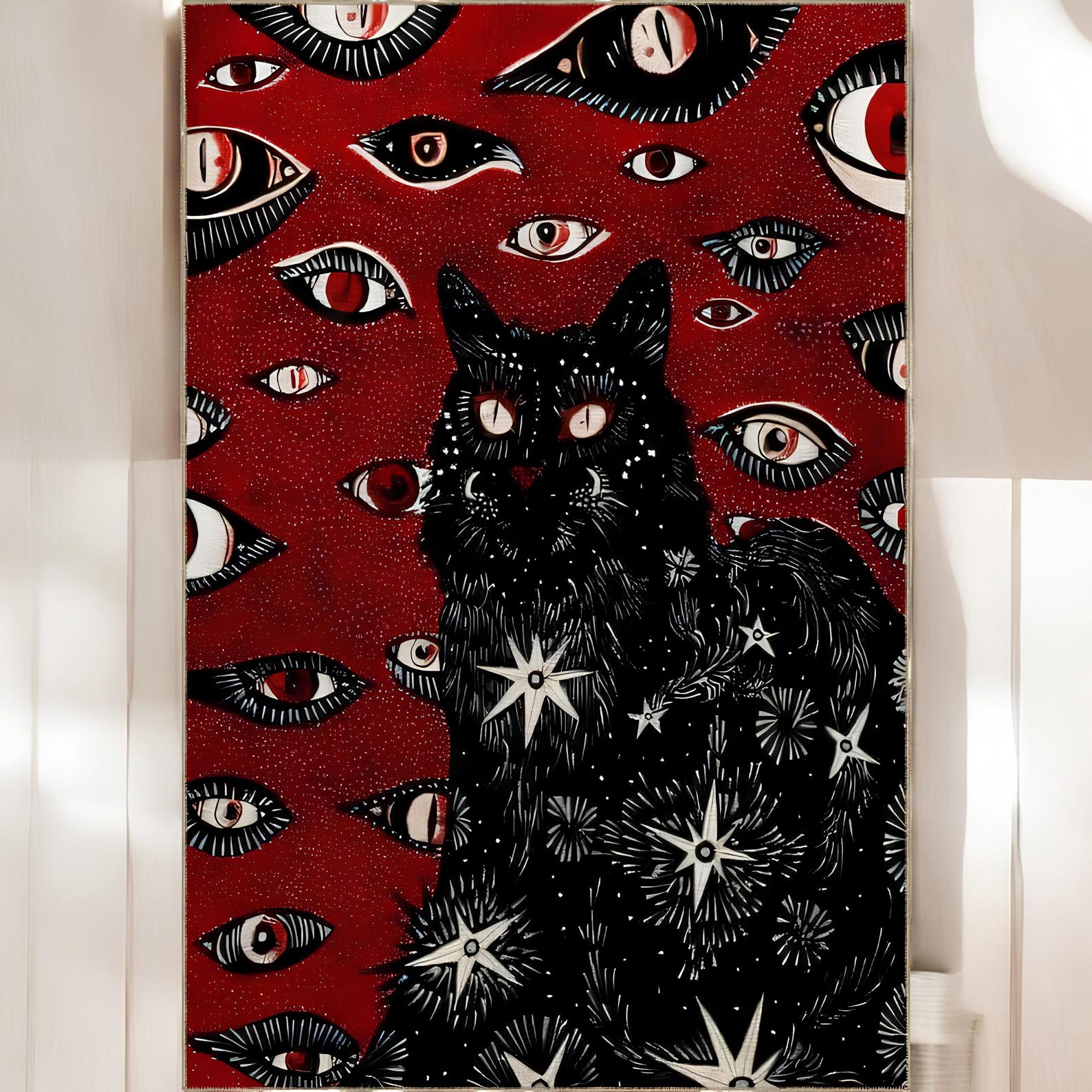 Gothic Black Cat Rug | Black Cat Rug | Eye Abstract Rug | Eye Rug ...