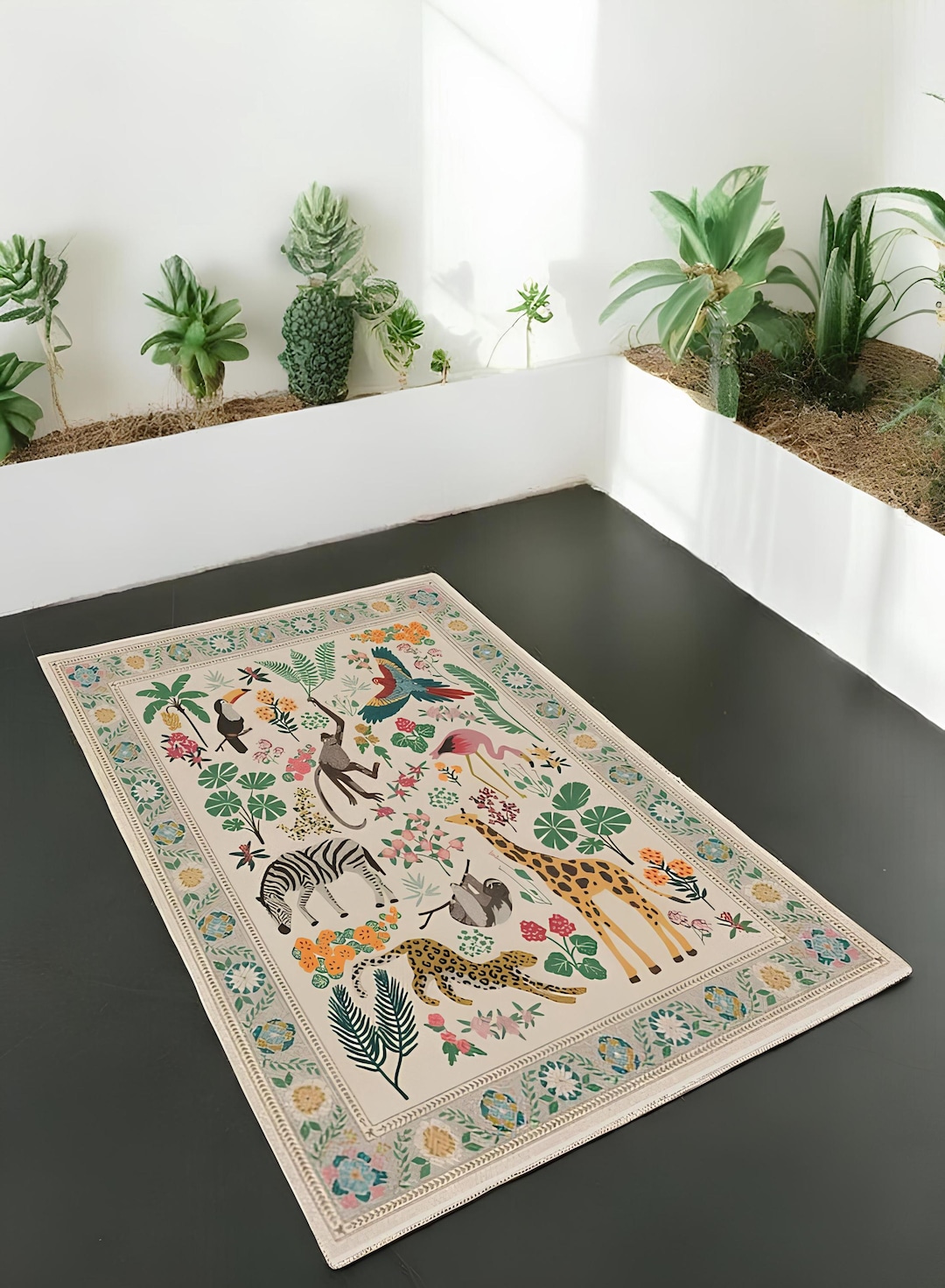Jungle Animals Kids Room Rug Tropical Jungle Rug Kids Rugs Rug for Kids ...