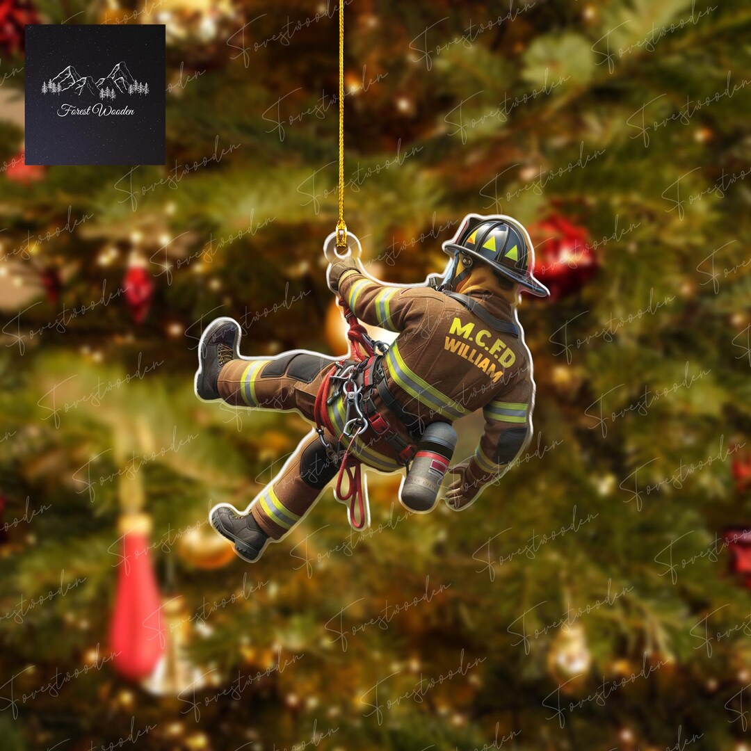 Personalized Firefighter Christmas Ornament, Flat 2D Ornament ...