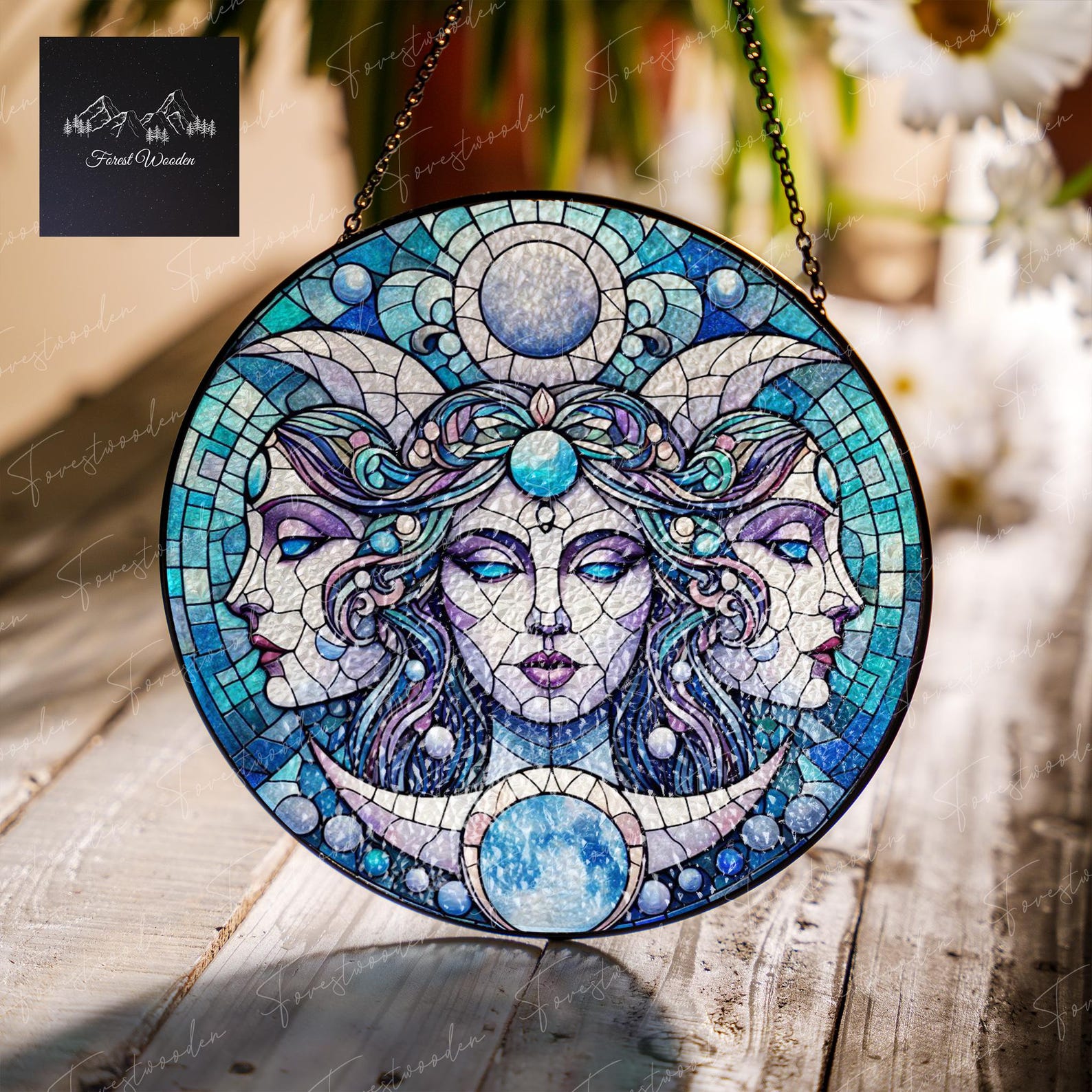 Hekate Glass Suncatcher Triple Goddess Hecate Window Hanging Hekate ...