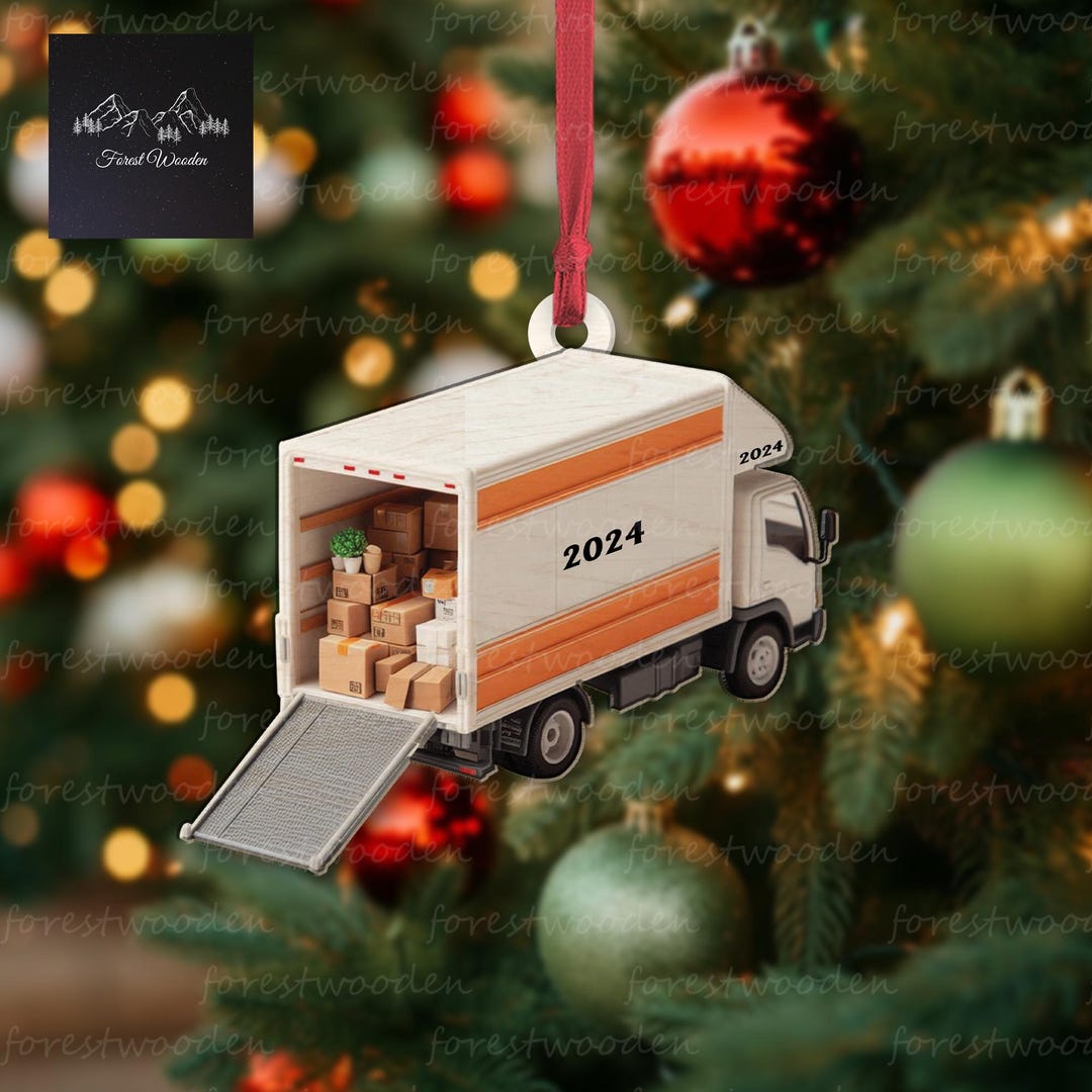 Personalized Moving Truck Ornament, Flat 2D Box Truck Ornament ...