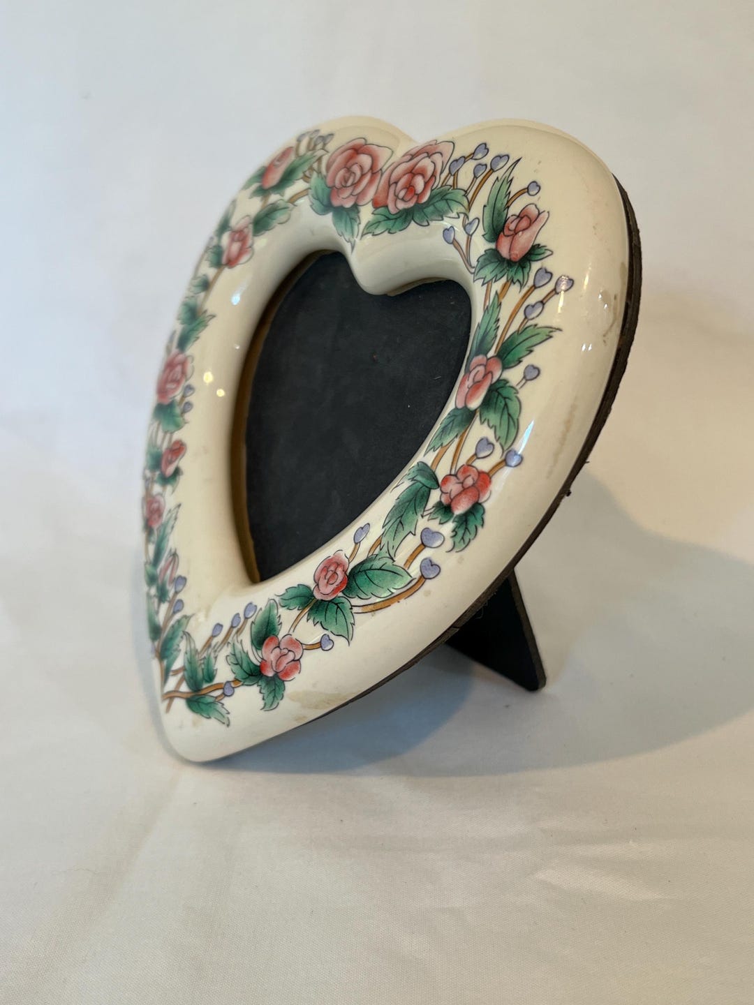 Vintage Ceramic Floral Handpainted Heart Shaped Momento Interpur Taiwan ...