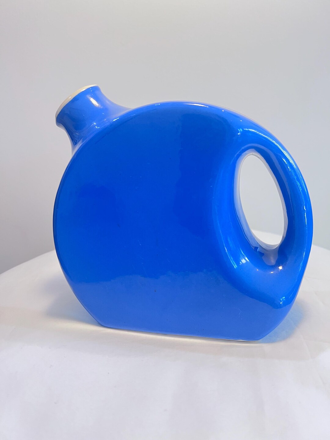 Vintage MCM Blue Oxford Ware Pottery Round Circular Pitcher 6.5 Inches ...