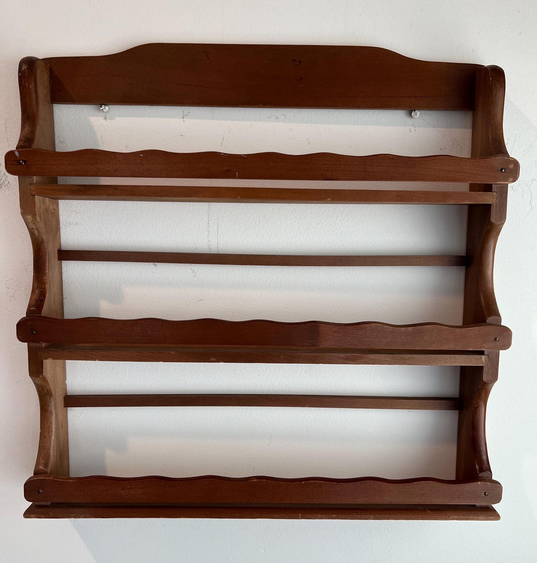 Vintage Antique MCM Wooden Mountable Three Tier Spice Rack Jar Shelf 14 ...