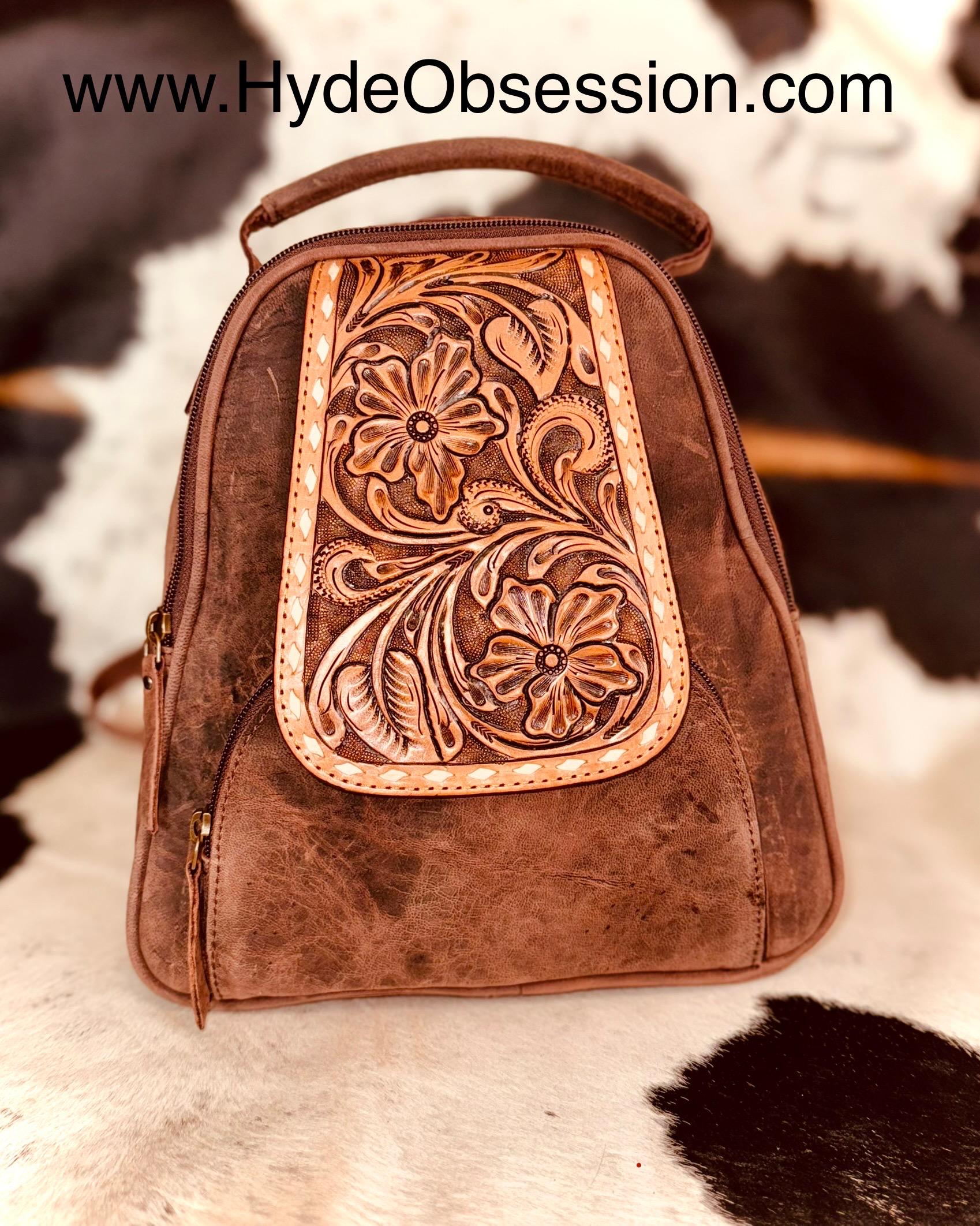 Distressed & Tooled Leather Mini Backpack - Etsy