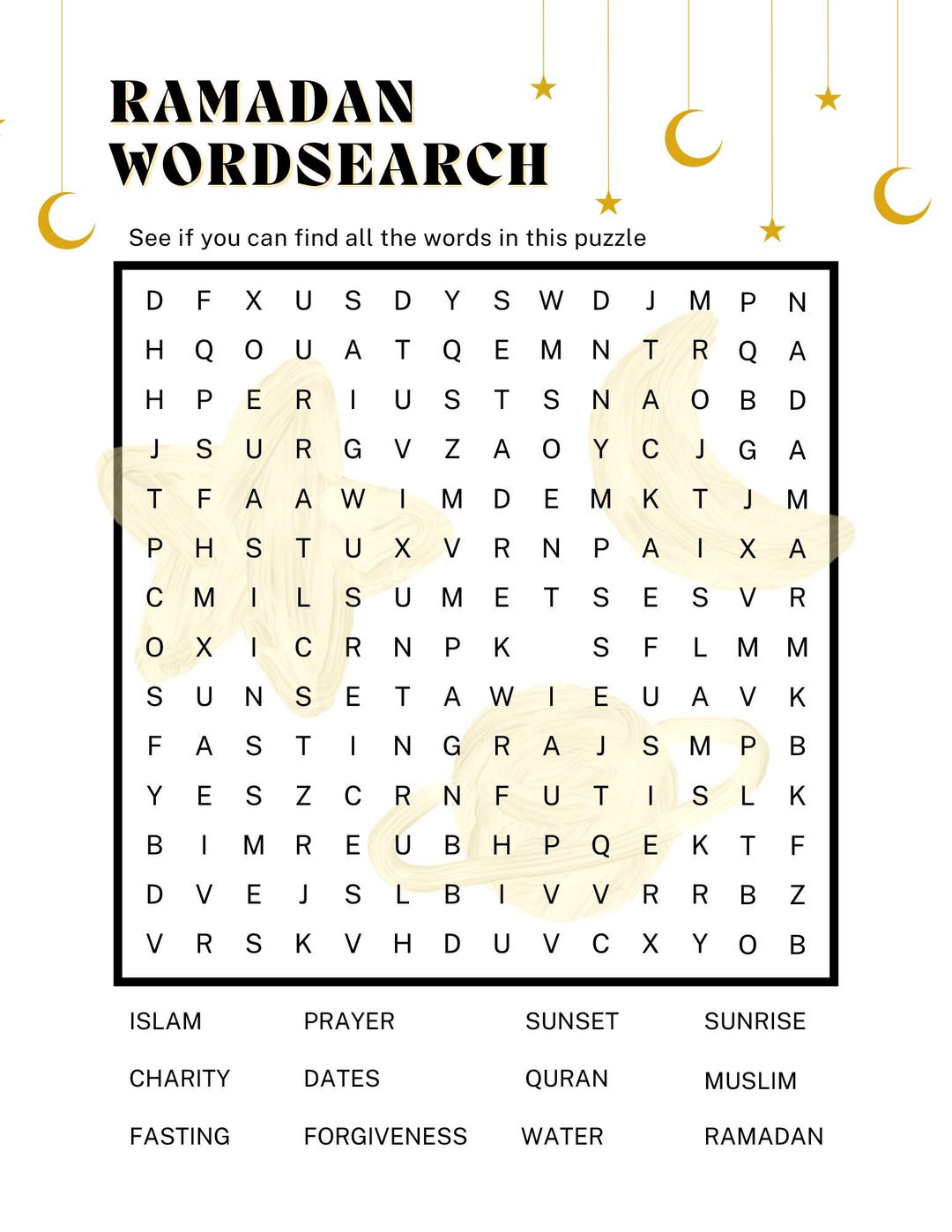 Ramadan Wordsearch for Kids – Printable Islamic Activity for Children ...