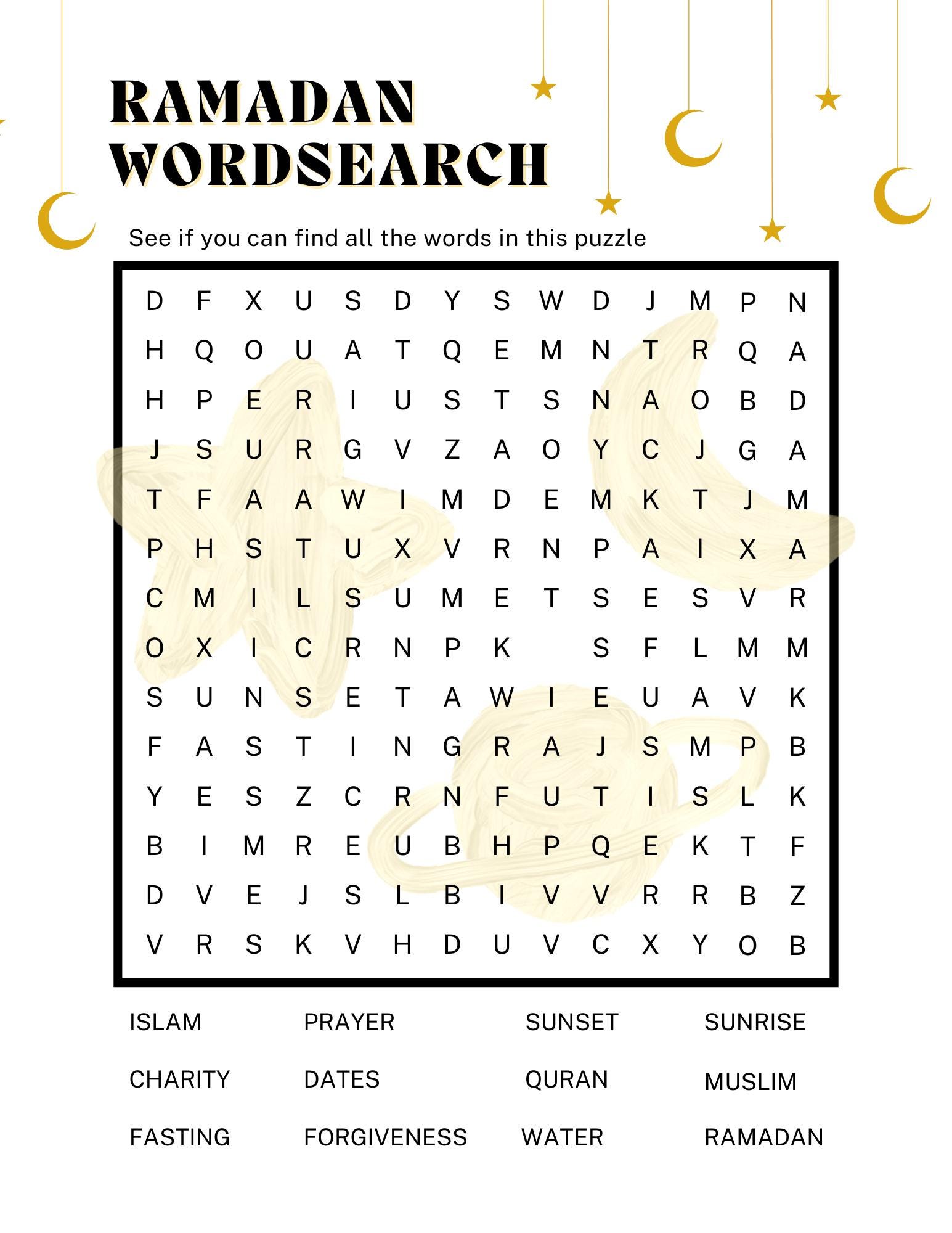 Ramadan Wordsearch for Kids – Printable Islamic Activity for Children ...