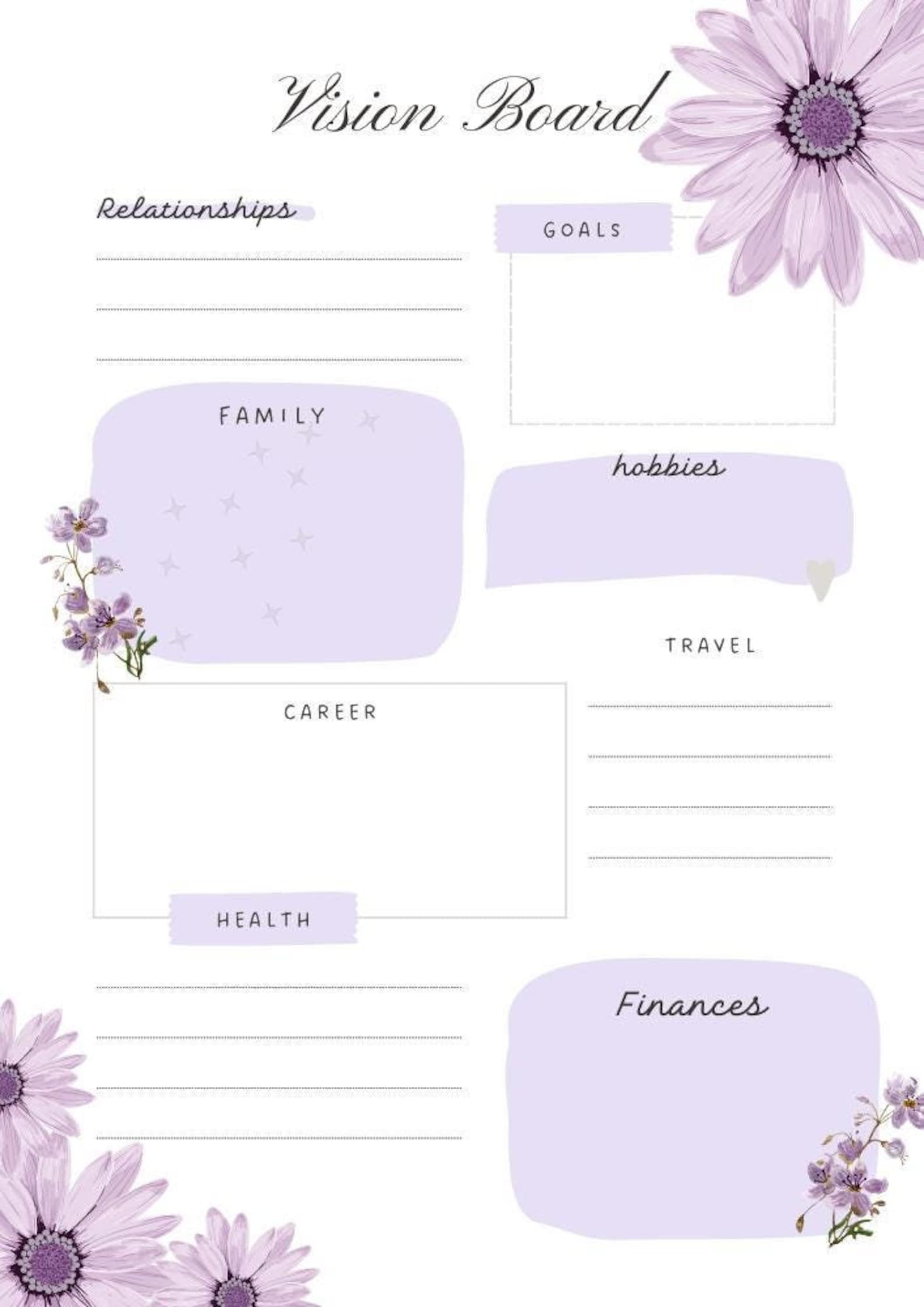 Vision Board Template Life Goals for Future Manifestation - Etsy