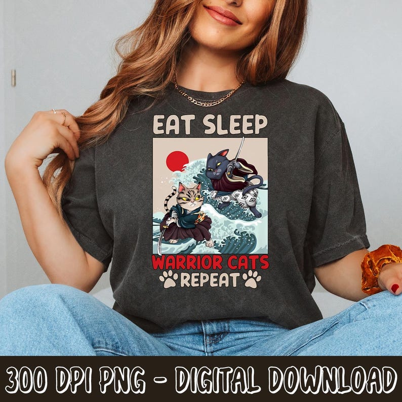 Eat Sleep Png, Warrior Cats Png, Holiday Cat Graphic Png, Funny Festive ...