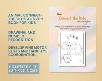 Coloring Pictures Animals,connect the Dots Book for Kids,printable Kindergarten Activity, Kinder ...