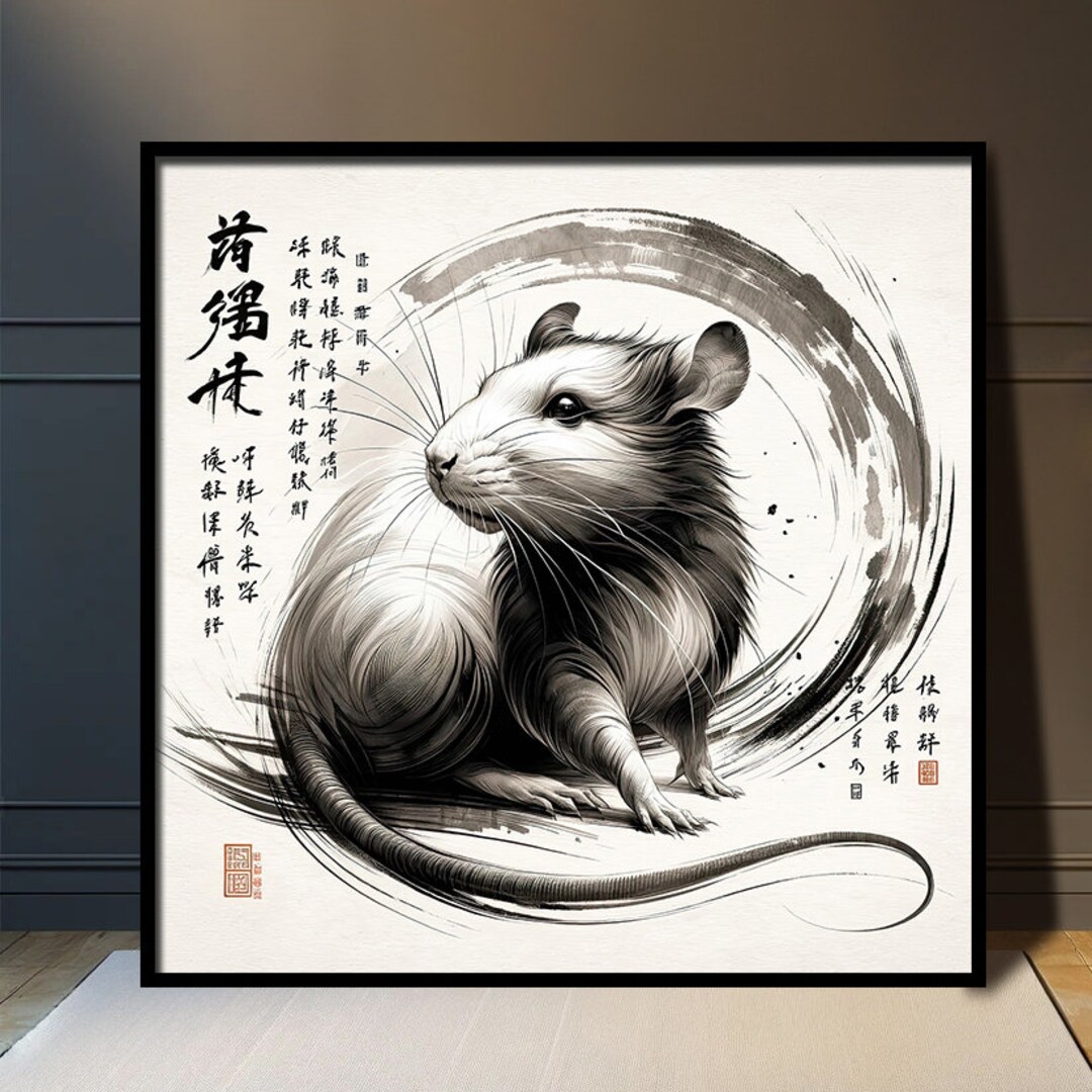 Rat Zodiac Sign Animal Poster Chinese Horoscope for New Year of the ...