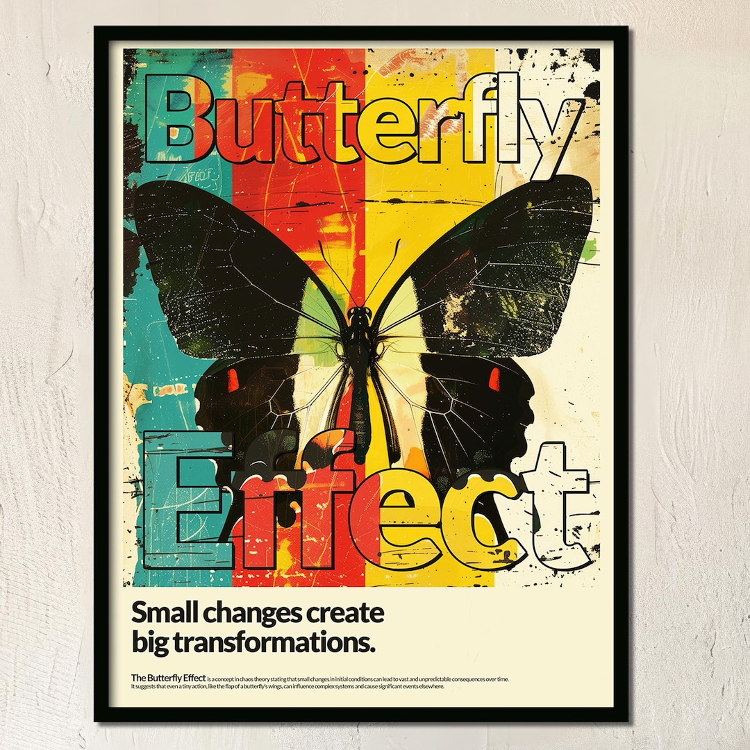 Retro Butterfly Effect Poster, Motivational Quote, Vintage Wall Art ...