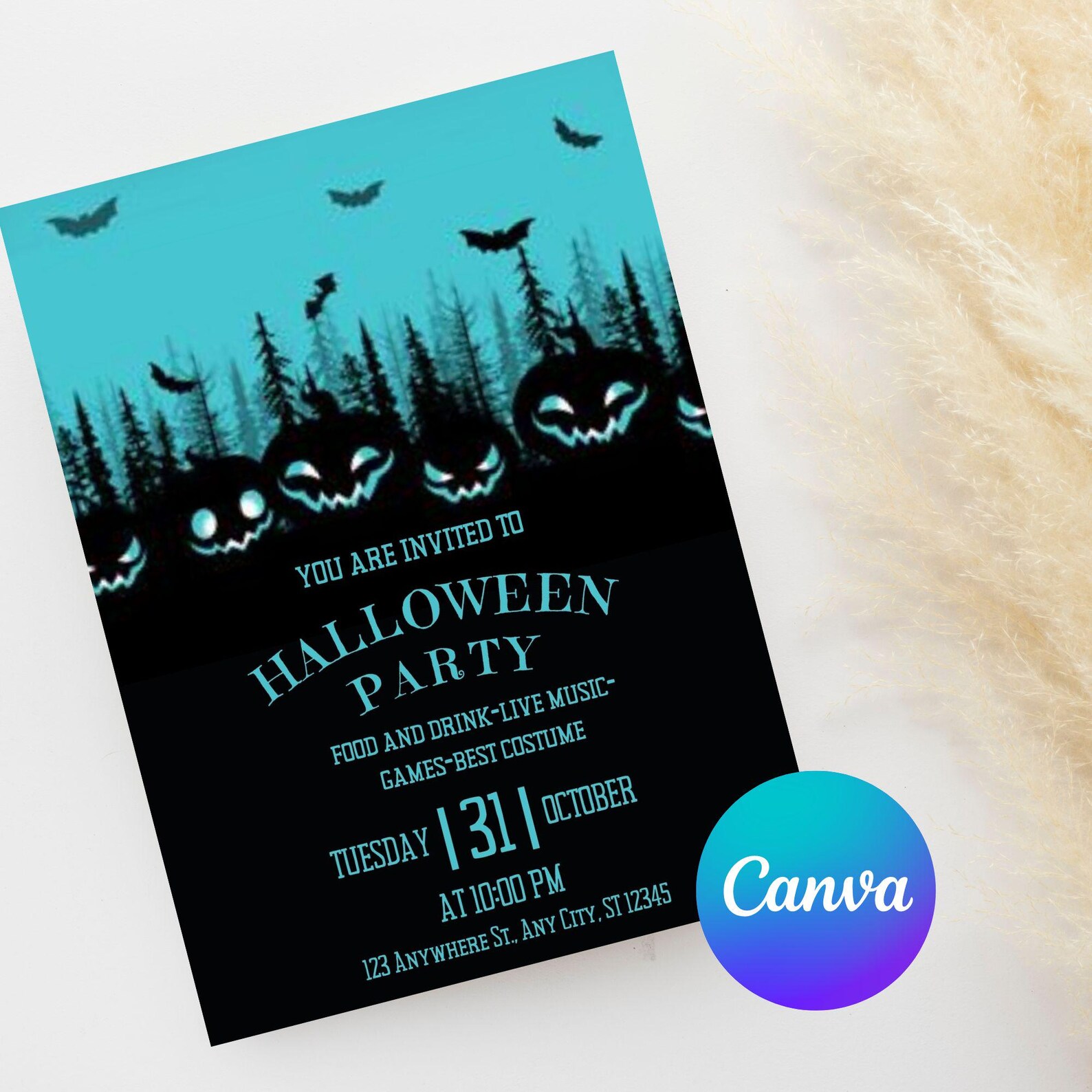 Editable Halloween Invitation, Halloween Party Invitation, Halloween ...