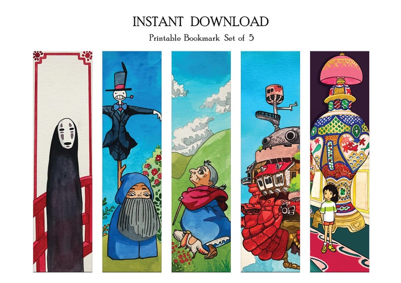 Digital Printable Bookmarks Inspired by Ghibli Studio Movies, Instant ...