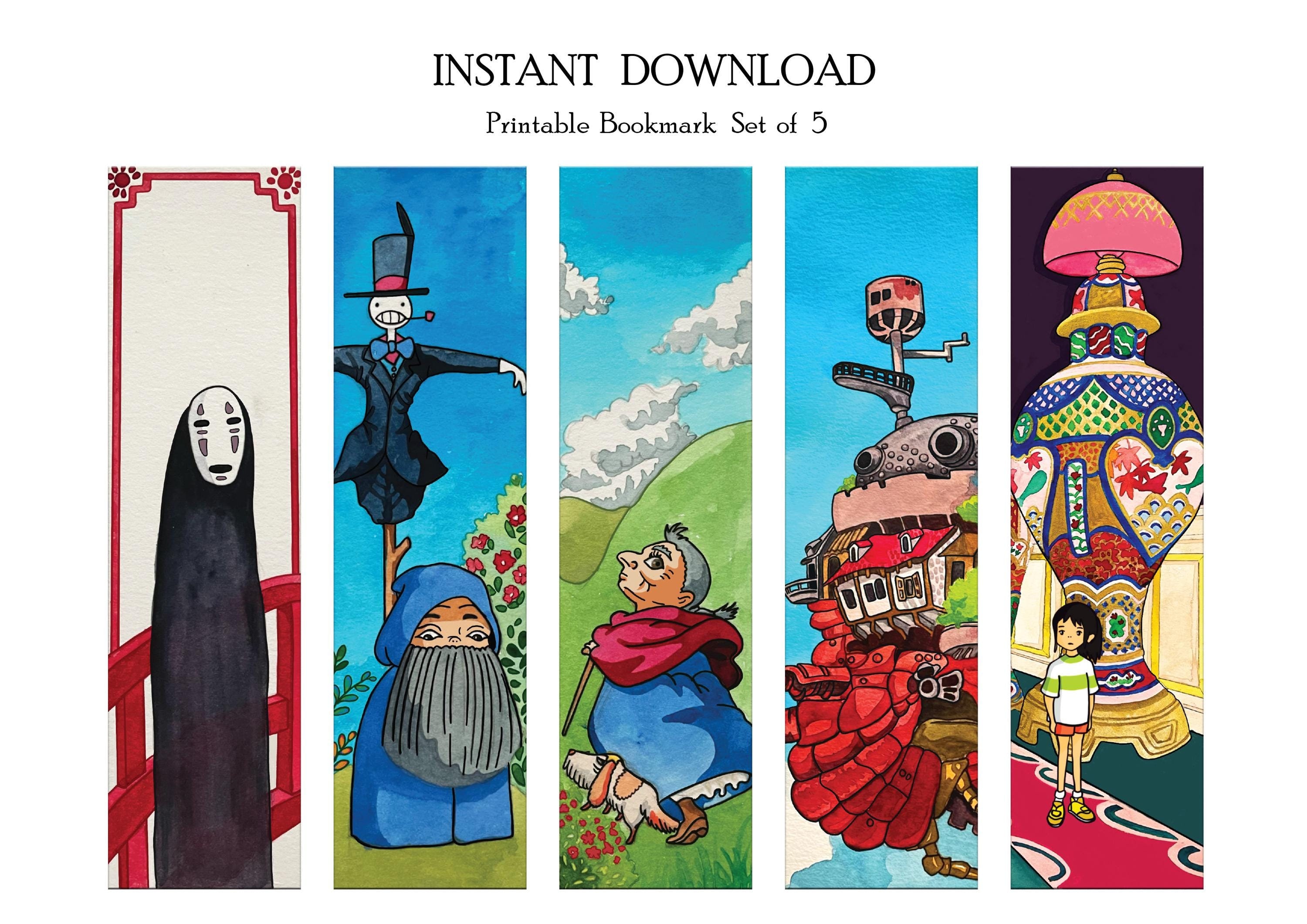 Digital Printable Bookmarks Inspired by Ghibli Studio Movies, Instant ...