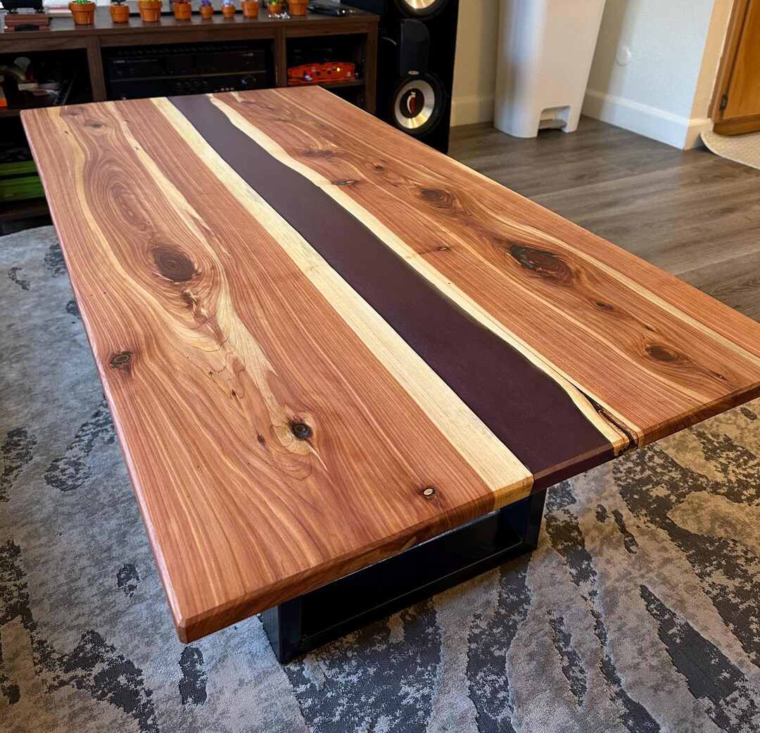 Custom River Table Purple Heart Coffee Table 48in X 24in - Etsy