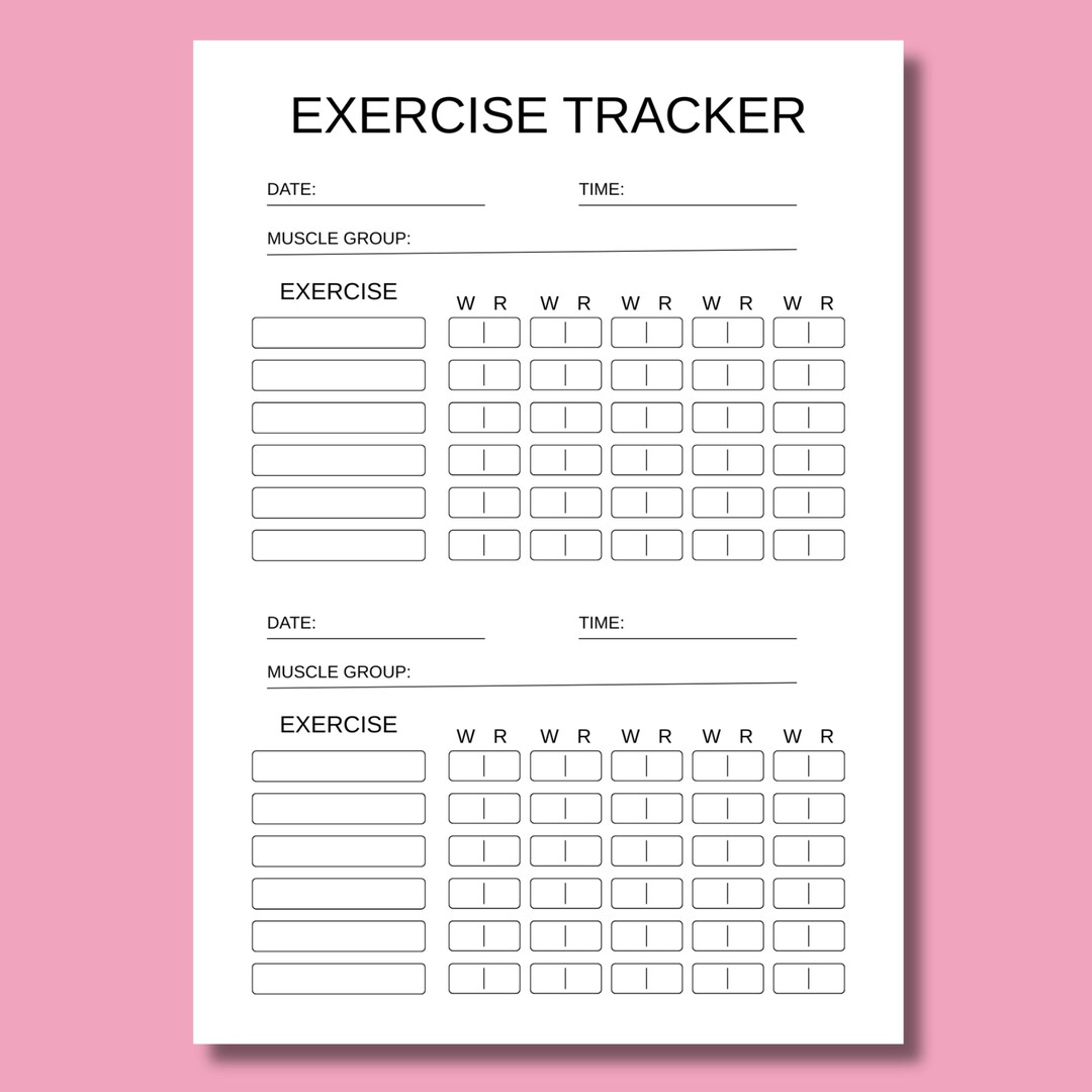 Daily Workout Tracker Printable, Daily Fitness Planner, 2 Day per Sheet ...