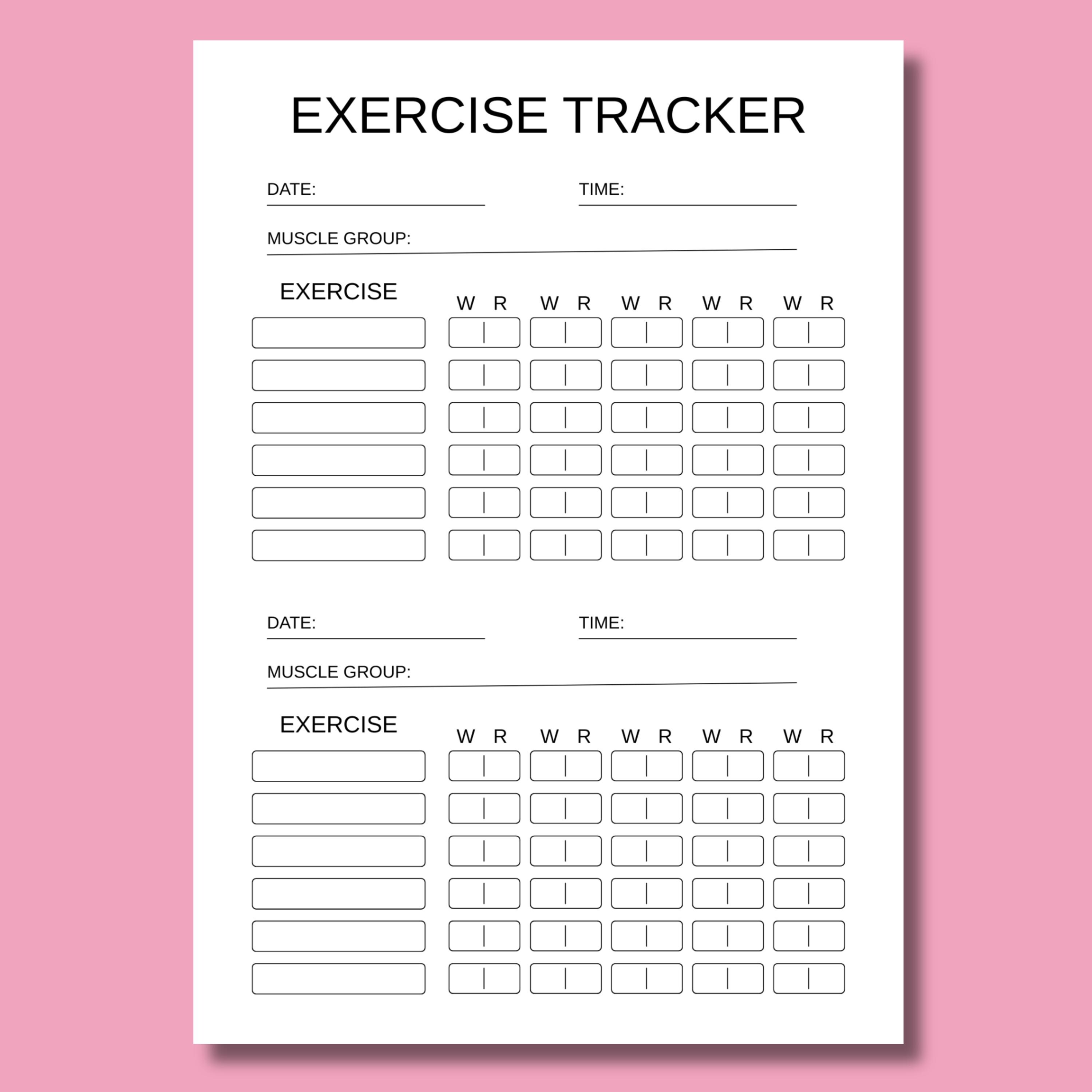 Daily Workout Tracker Printable, Daily Fitness Planner, 2 Day per Sheet ...