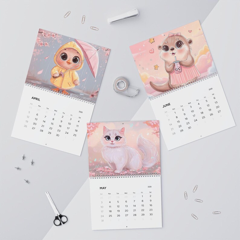 2026 Baby Animals Wall Calendar | Kawaii Monthly Planner - Etsy