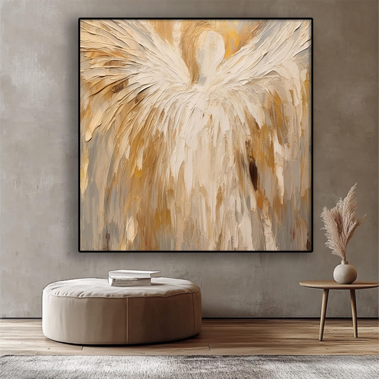 Gold Leaf Angel Oil Painting: Abstract Textured Wings, Home Decor - Etsy