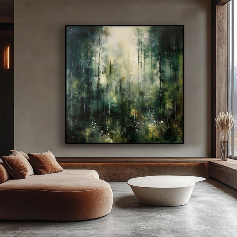 Large Abstract Forest Oil Painting: Green Landscape Art - Etsy