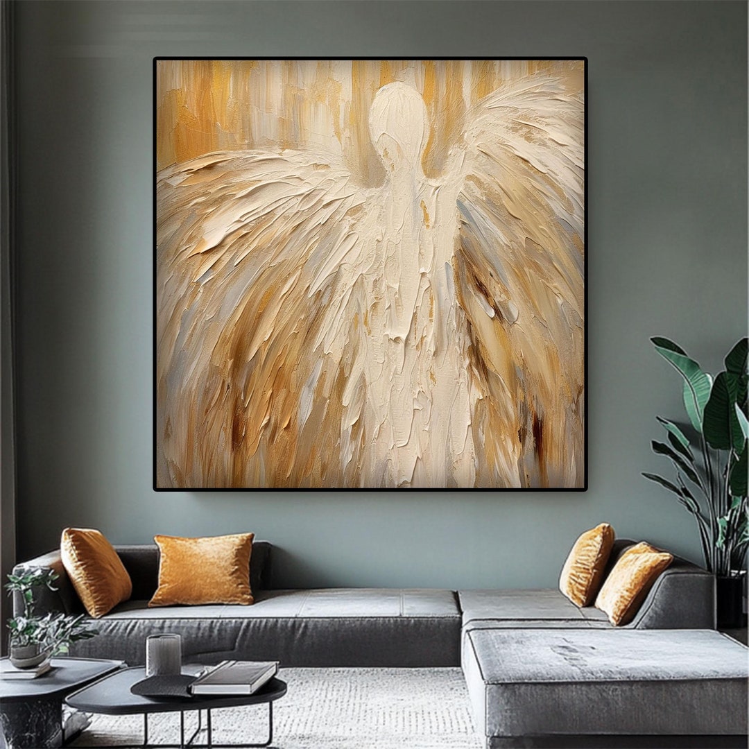 Gold Leaf Angel Oil Painting: Textured Abstract Wings, Home Decor - Etsy
