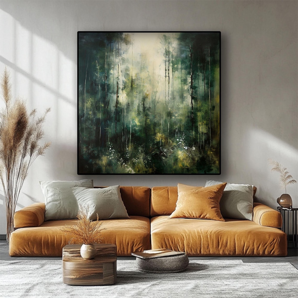 Large Abstract Forest Oil Painting: Green Landscape Art - Etsy
