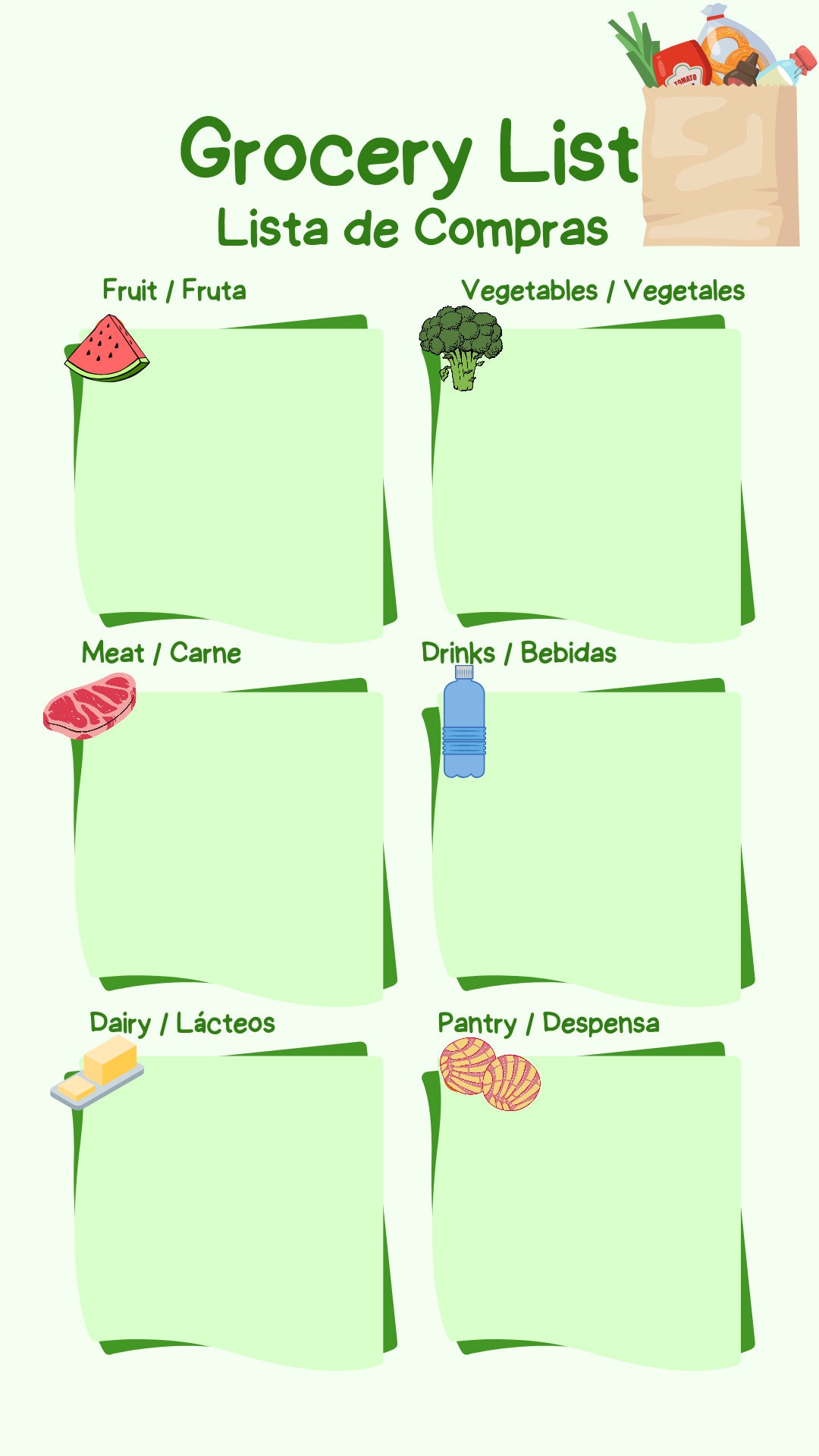 Lista de compras en español e inglés - Etsy México